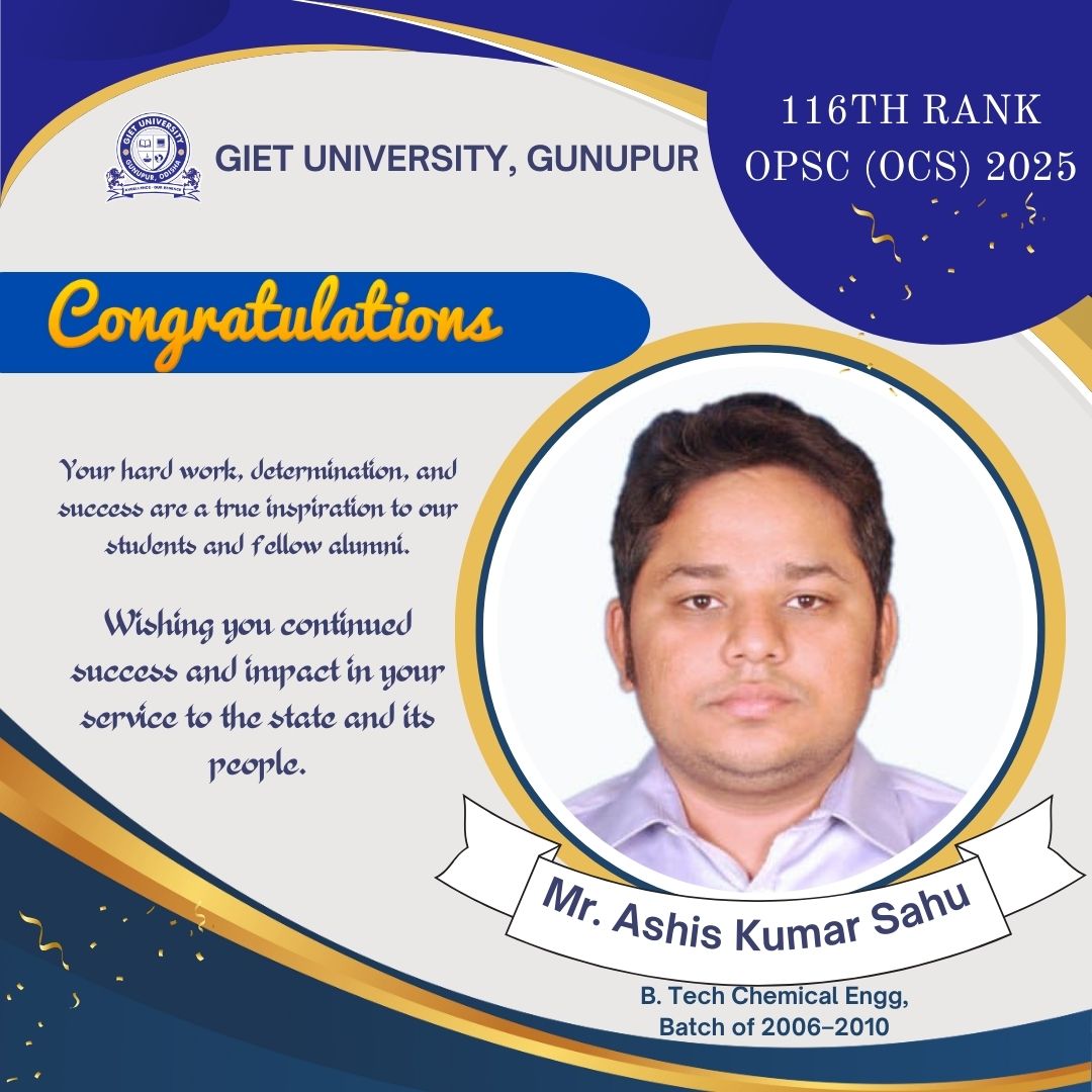 Ashis Kumar Sahu (Btech Chemical Engg, Batch of 2006–2010) - GIET ...